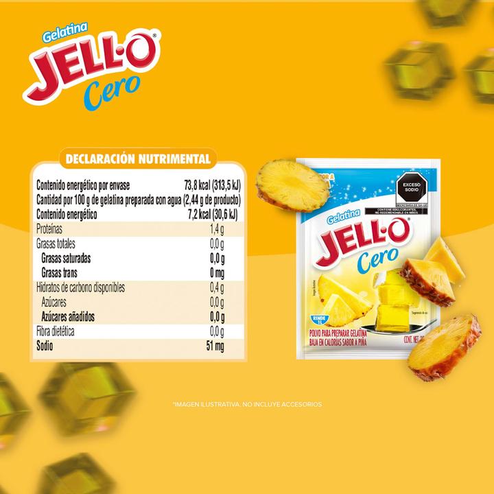 Jello Gelatina en Polvo Cero Azúcar Piña 25 g - H-E-B México