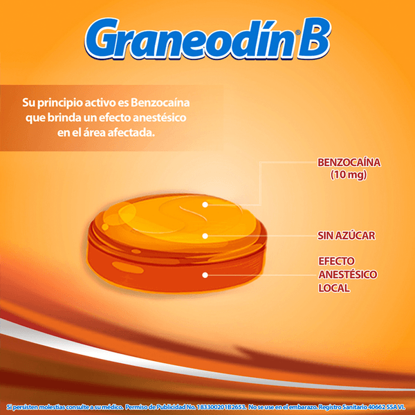 Graneodin-B Pastillas Sabor Miel Limon con 24 pz - H-E-B México