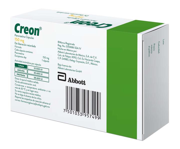 Abbott Creon 150 Mg 20 Cap Pancreatina 20 Pz - H-E-B México