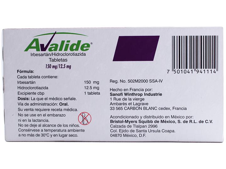 Sanofi Rx Avalide 150/12.5mg Tabletas 28 Pz - H-E-B México