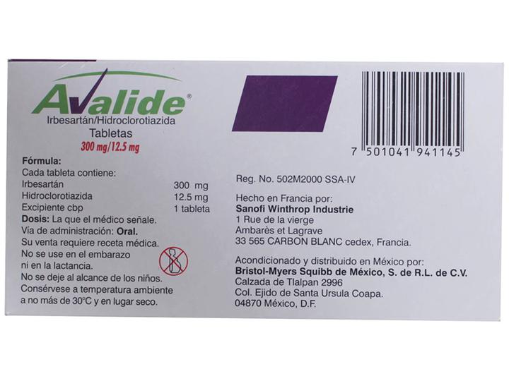 Sanofi Rx Avalide 300/12.5 Mg Tabletas 28 Pz - H-E-B México