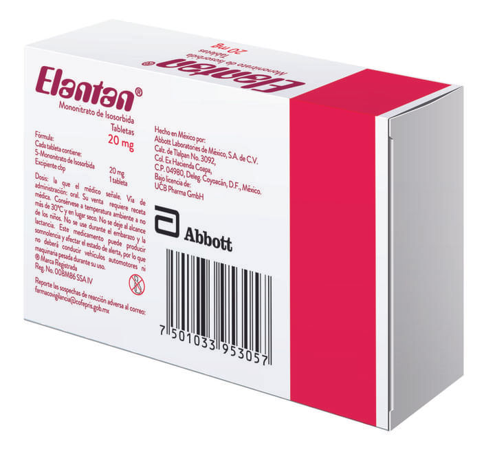 Abbott Elantan 20 Mg 30 Tab Mononitrato de Isosorb - H-E-B México