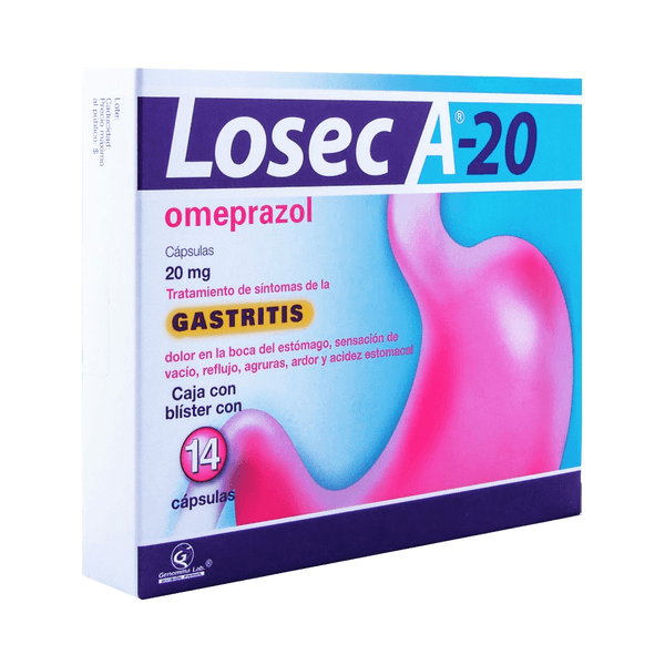 Losec A Omeprazol 20 mg Para Gastritis con 14 pz - H-E-B México