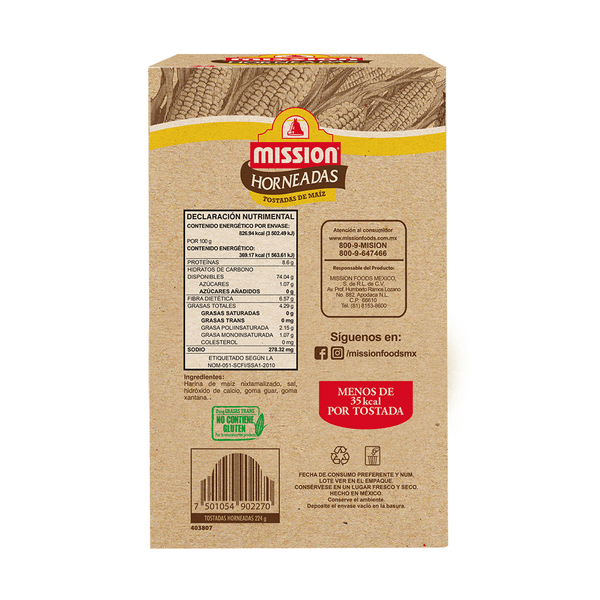 Mission Tostada Horneada Natural 224 g - H-E-B México