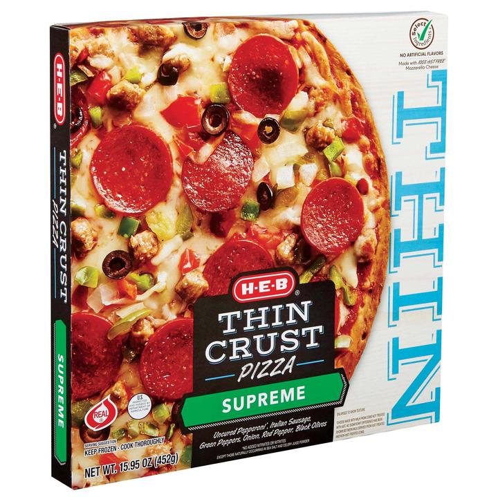 HEB Pizza Congelada Thin Crust Supreme 510 g - H-E-B México