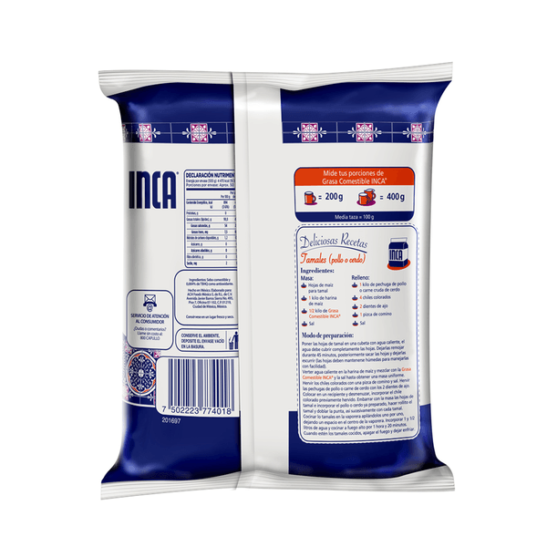 Inca Grasa Comestible 500 g - H-E-B México