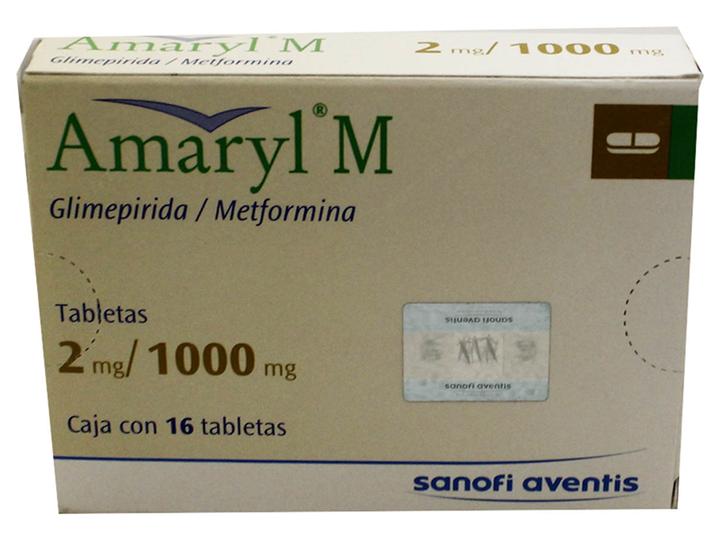 Sanofi Rx Amaryl-M 2mg/1000mg Tabletas 16 Pz - H-E-B México