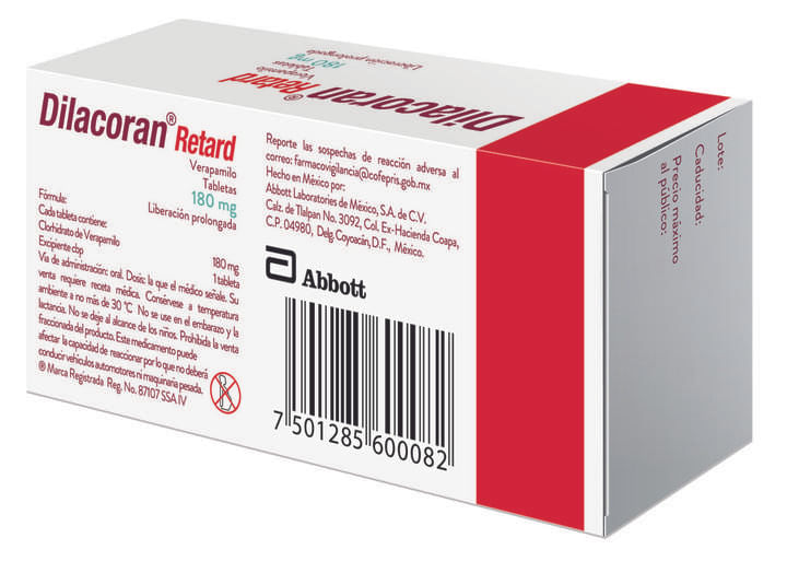 Abbott Dilacoran Retard 180 Mg 15 Tab Verapamilo 1 - H-E-B México