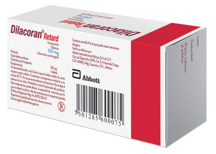 Abbott Dilacoran Retard 120 Mg 30 Tab Verapamilo 3 - H-E-B México