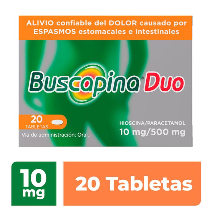 Buscapina Duo Analgesico Estomacal Hioscina 10 Mg / Paracetamol 500 Mg ...