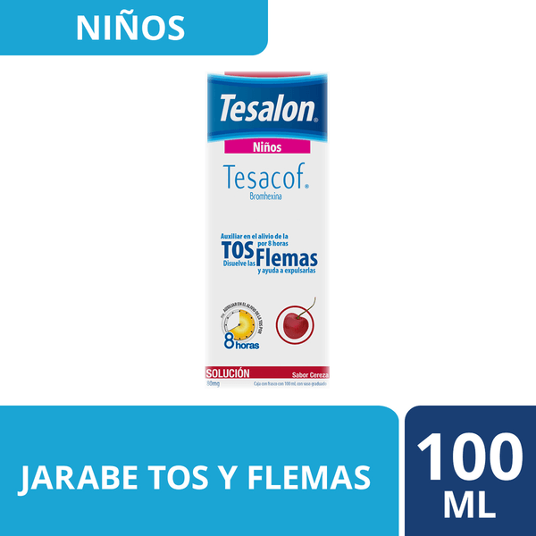 Tesalon Tesacof Jarabe para la Tos Solución Infantil Sabor Cereza 100 ...