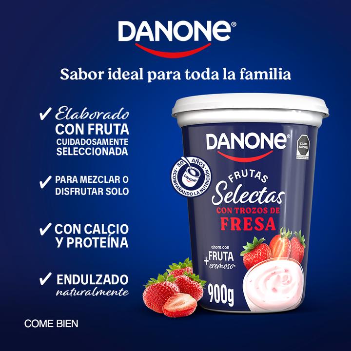 Danone Frutas Selectas Yogurt con Fresa 900 g - Mi Tienda del Ahorro