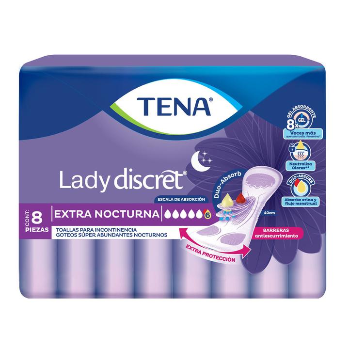 Tena Lady Discret Toalla Extra Nocturna con 8 pz - Mi Tienda del Ahorro