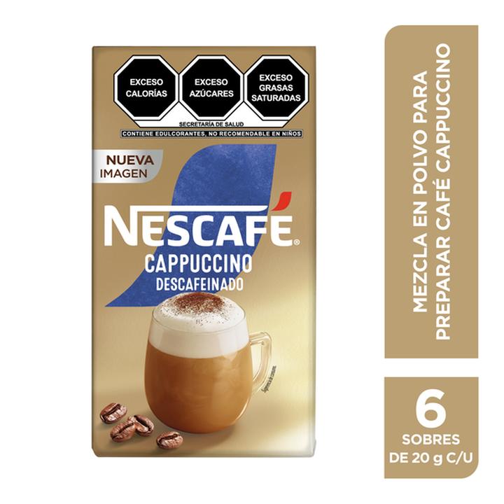 Café instantáneo Nescafé Cappuccino Descafeinado caja 6 Sobres 20 g ...