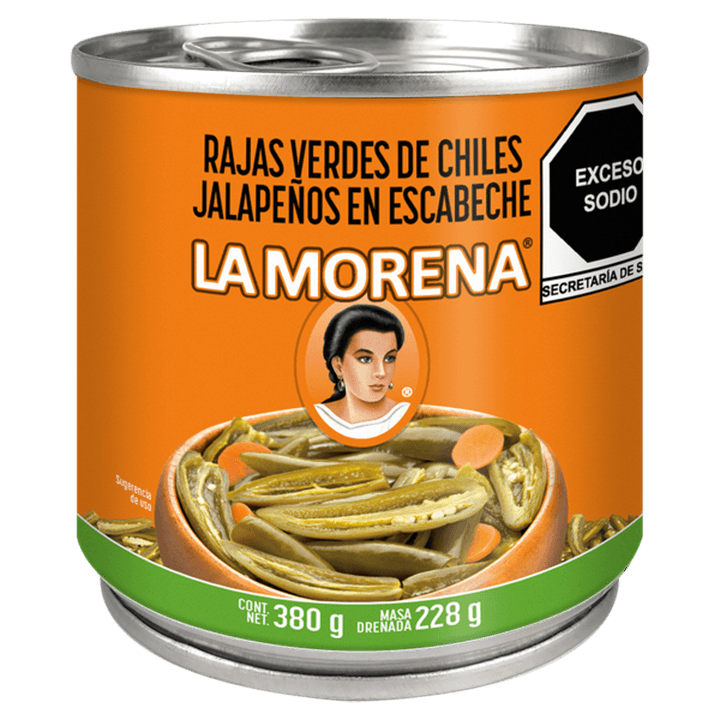 la Morena Chiles Jalapeños Rajas Verdes Lata 380 G - H-E-B México