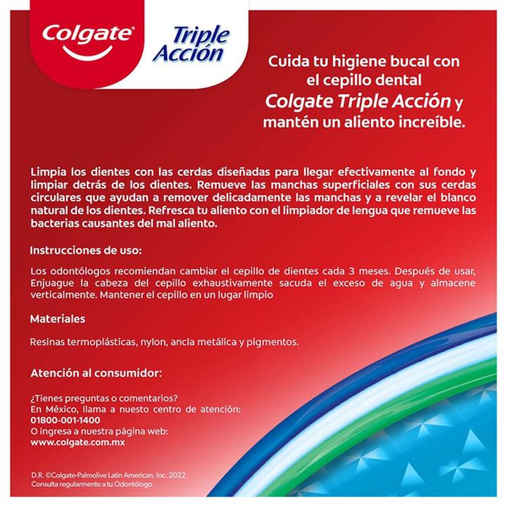Colgate Triple Acción Cepillo de Dientes con 2 pz - H-E-B México