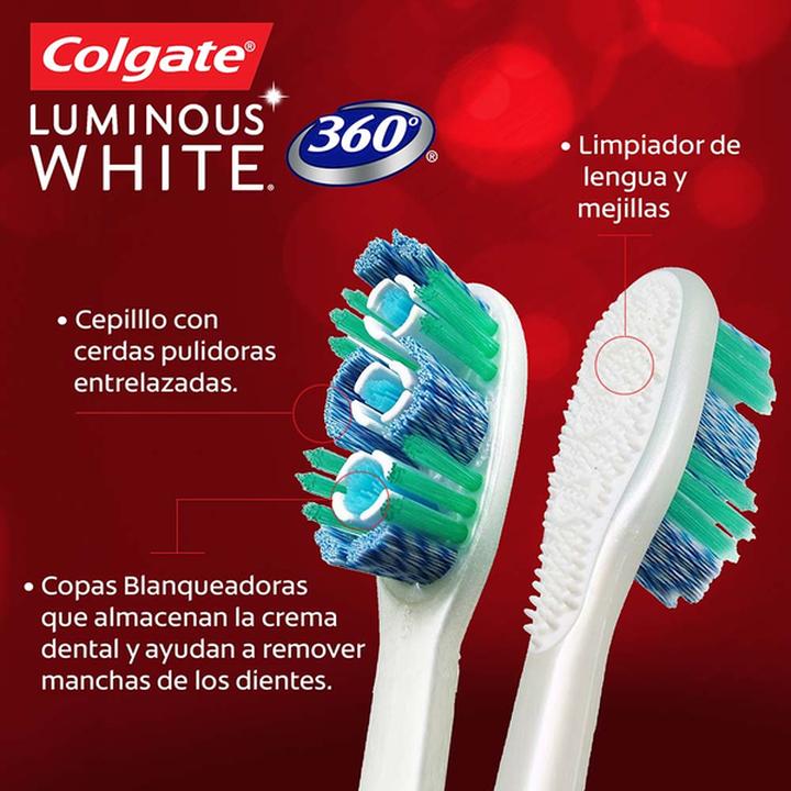 Colgate Pack de Cepillos Dentales 360o Luminous Wh - H-E-B México