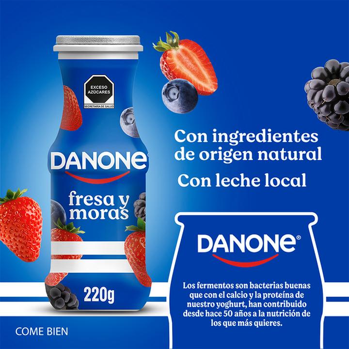 Danone Yogurt Bebible sabor Fresa y Moras 220 g - H-E-B México
