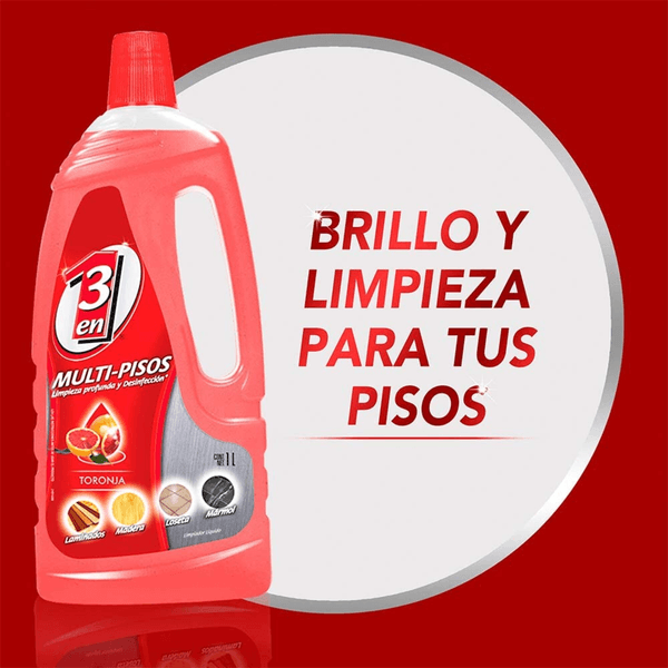 Tres en Uno Limpiador Liquido Multipisos 3 en 1 1 L - H-E-B México