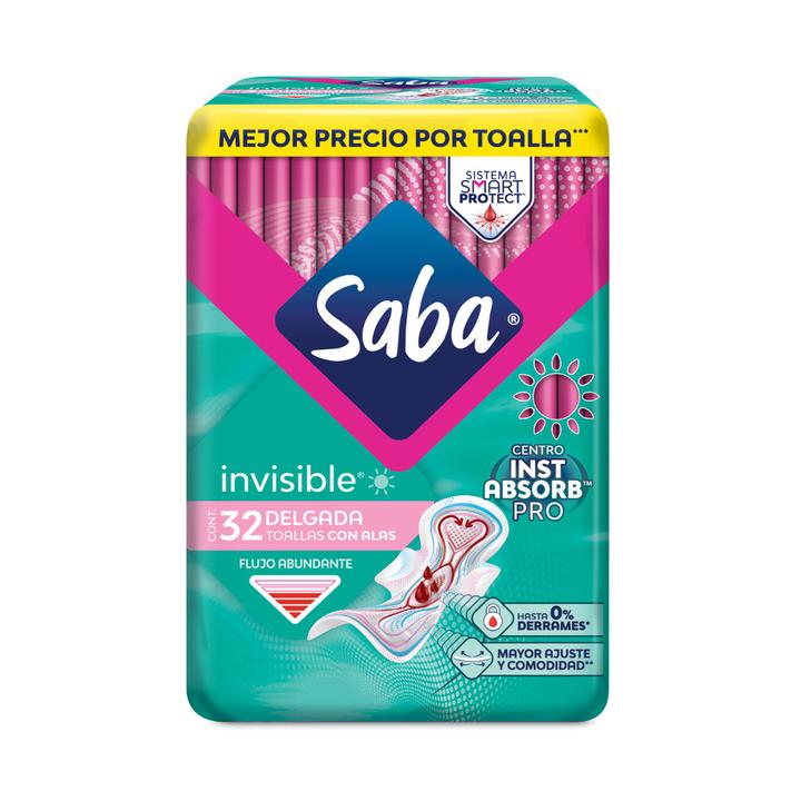 Saba Invisible Buenos Días Toallas Femeninas Delgada con Alas con 32 pz ...