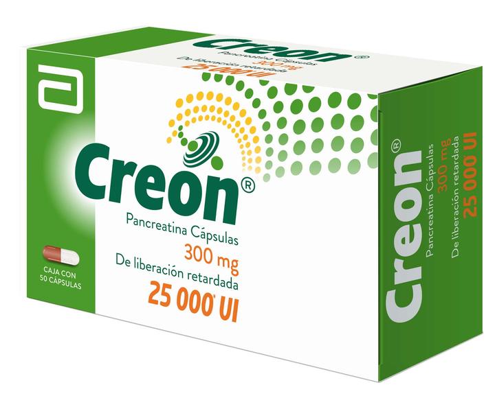 Abbott Creon 300 Mg 25000 U 50 Cap Pancreatina 50 - H-E-B México