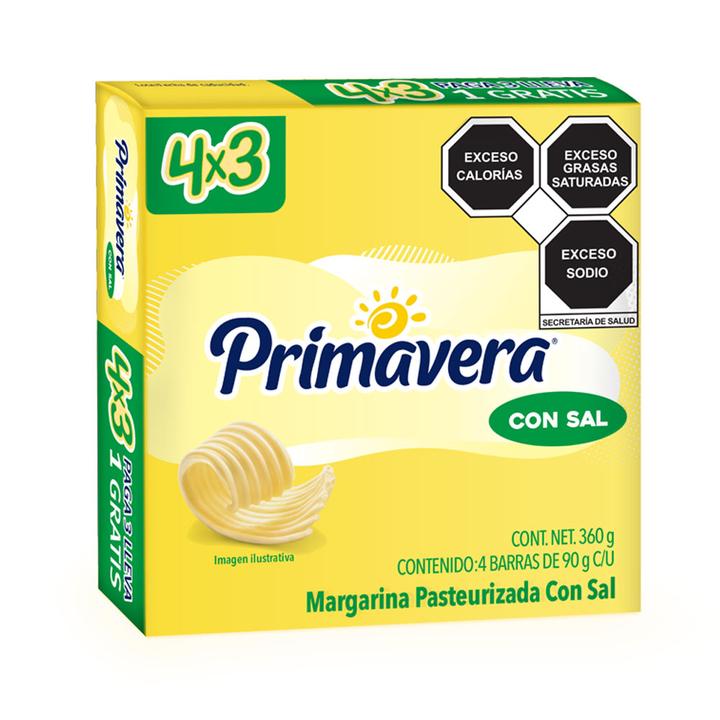 Primavera Margarina Cocina con Sal 4x3 360 g - H-E-B México