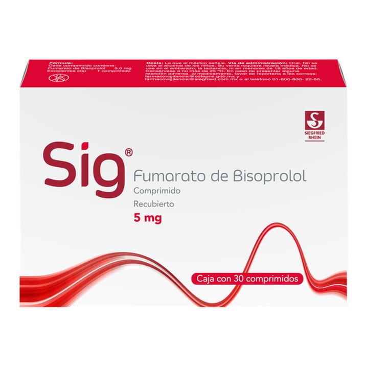 Siegfried Sig 5mg 30 Tab Fumarato de Bisoprolol 3 - H-E-B México