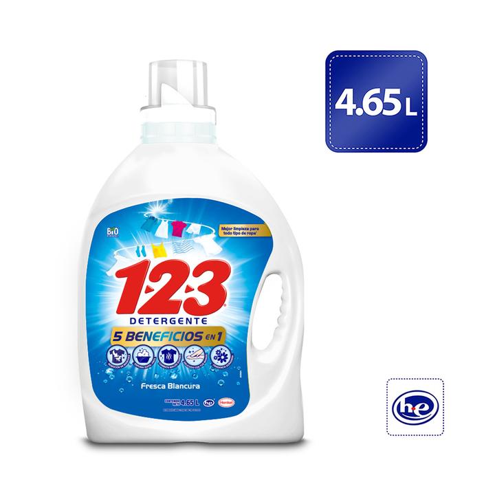 Detergente Líquido 123 Fresca blancura 4.65 L - H-E-B México