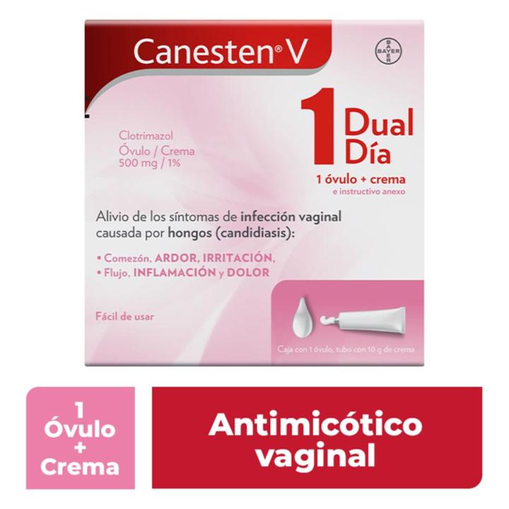 Bayer Canesten V Dual Ovulos 1 Dia 500 Mg / 1% 32 g - H-E-B México
