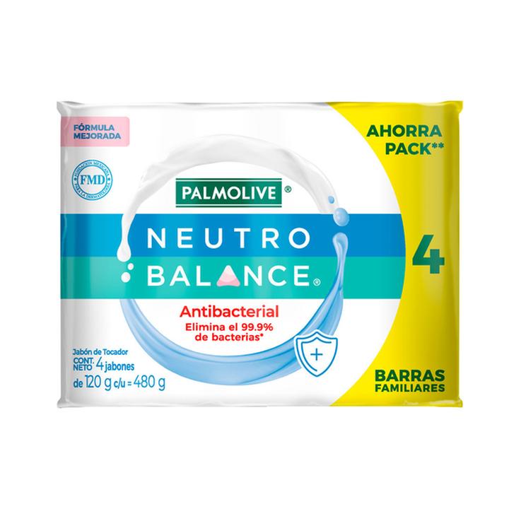 Jabón de Tocador Palmolive Neutro Balance Antibacterial 120 g con 4 pz ...