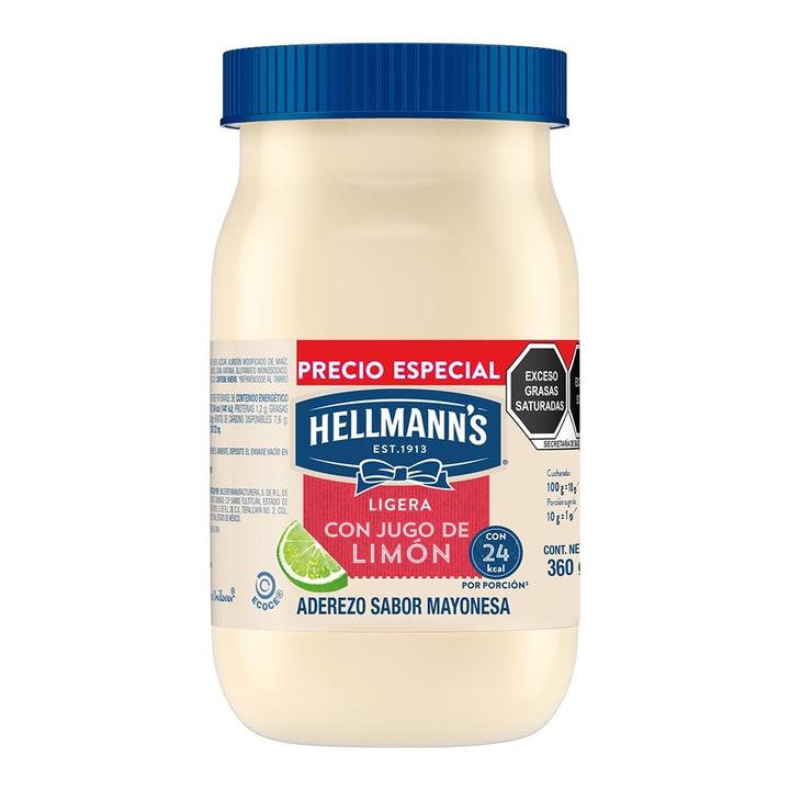 Hellmanns Mayonesa Reducida en Grasa 360 g - H-E-B México