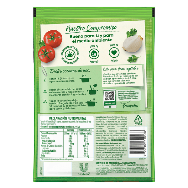 Knorr Sopa en Forma de Municiones Más Pasta 115 g - Mi Tienda del Ahorro