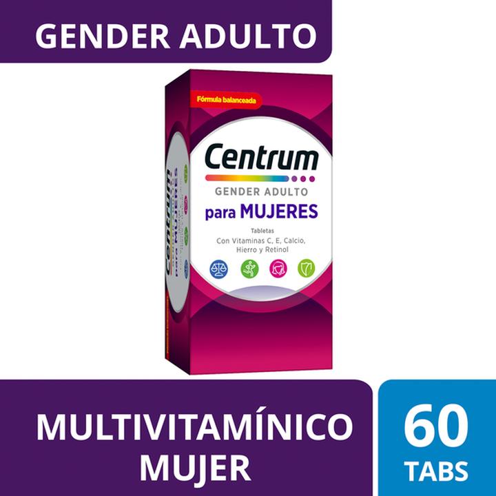 Centrum Multivitamínico Gender +50 Mujeres Frasco con 60 Tabletas - H-E ...