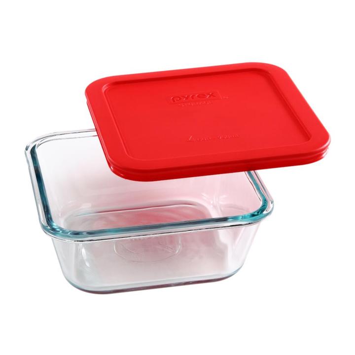 Pyrex Refractario 946ml Cuadrado con Tapa Roja 1 P - H-E-B México