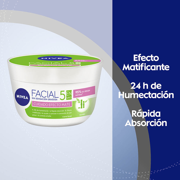NIVEA Crema Facial Hidratante 5 en 1 Efecto Mate 200 ml - H-E-B México