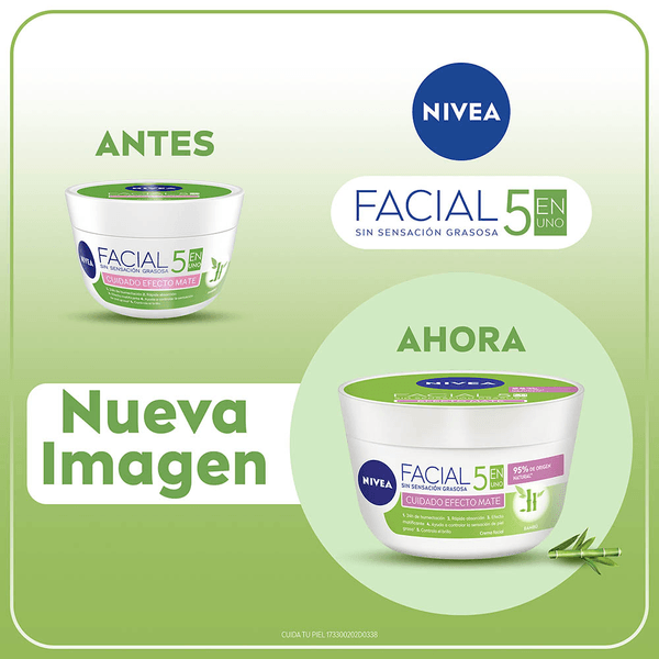 NIVEA Crema Facial Hidratante 5 en 1 Efecto Mate 200 ml - H-E-B México