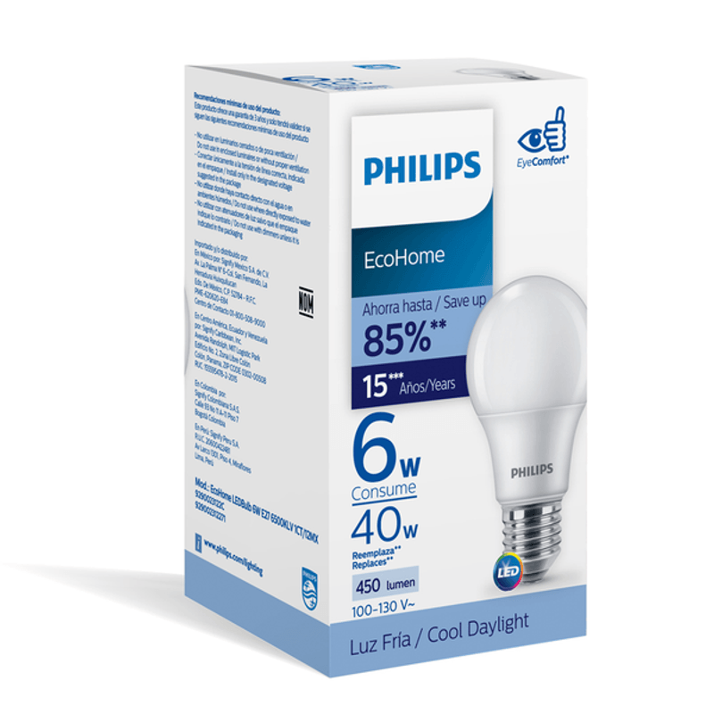 Philips Foco LED EcoHome 6-40W - luz fría - H-E-B México