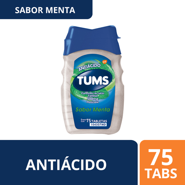 TUMS AntiácidoTabletas Masticables Menta 75 Tabletas - H-E-B México