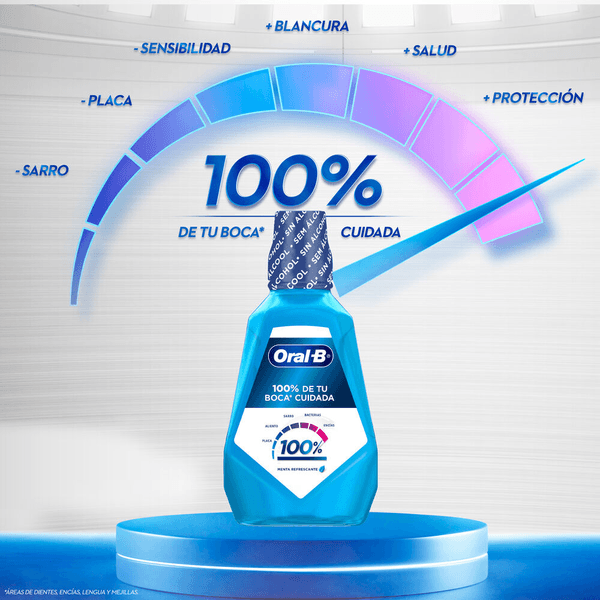 Enjuague Bucal Oral-B 100% Menta Refrescante sin Alcohol 500 ml - H-E-B ...