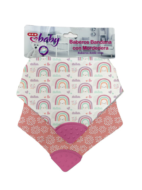 HEB Baby Babero Bandana con Mordedera Niña 2 pz - Mi Tienda del Ahorro