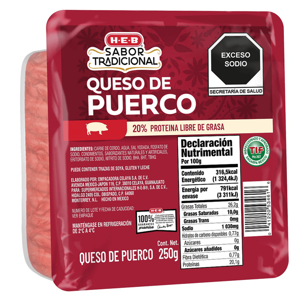 HEB Sabor Tradicional Queso de Puerco 250 g - H-E-B México