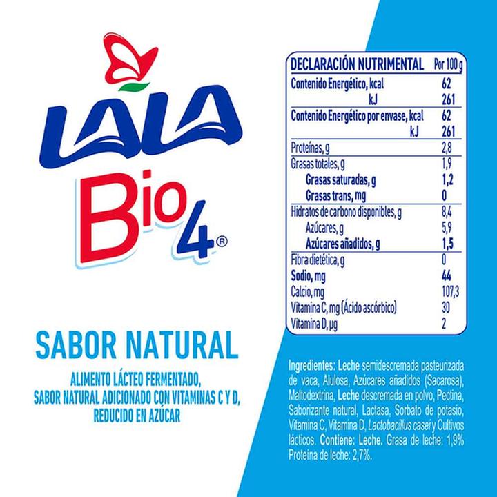 Lala Yogurt Bio 4 Natural 5pack 100 g - H-E-B México