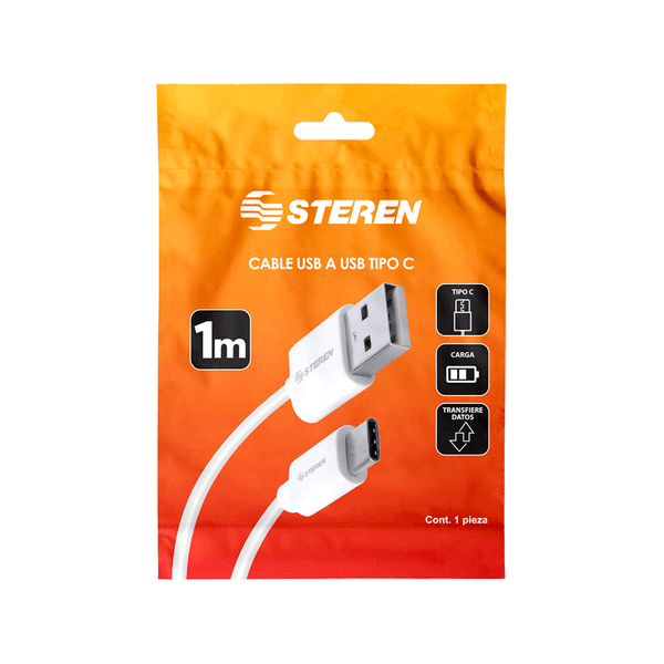 Steren Cable USB A a tipo C 1 m 1 pz - Mi Tienda del Ahorro