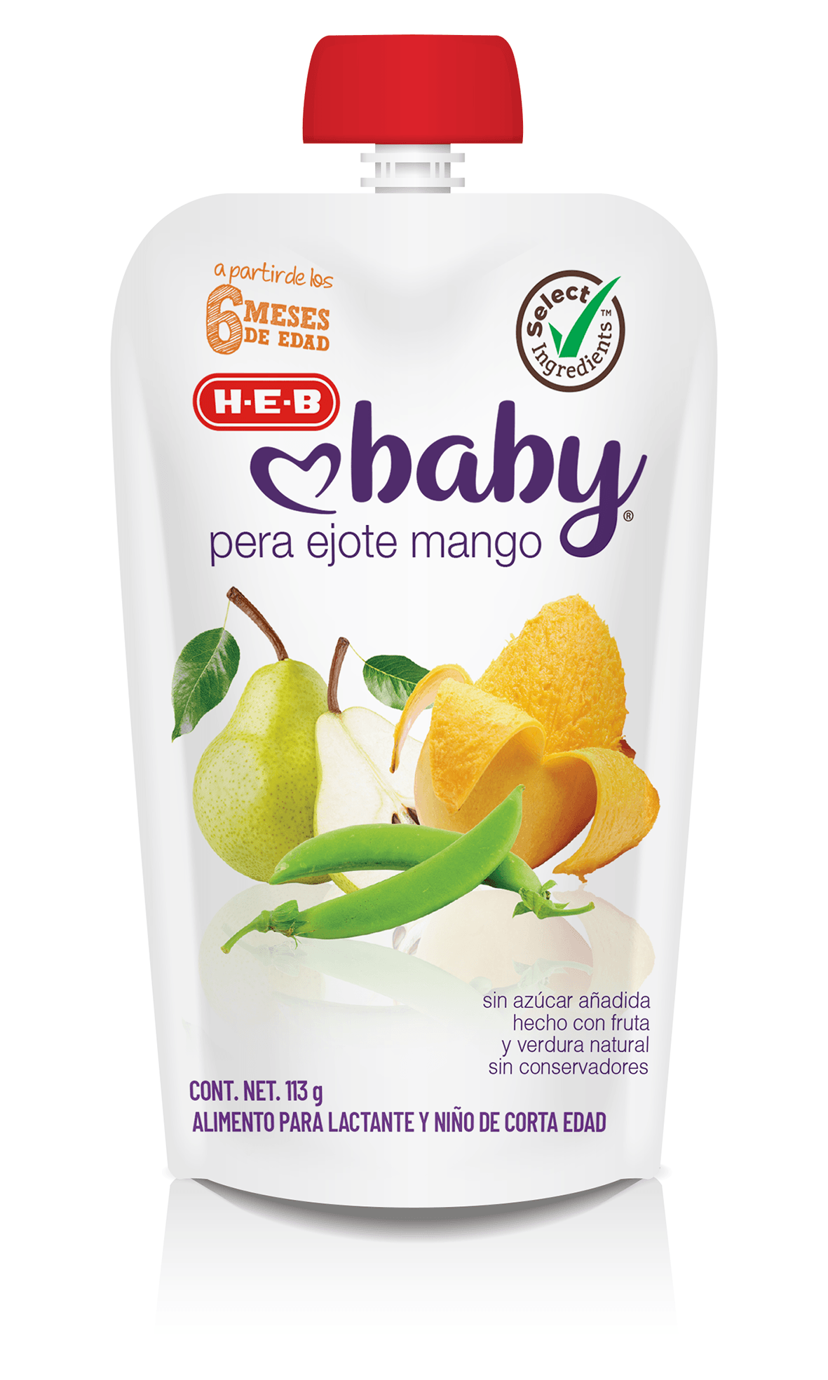 Heb Baby Papilla Para Bebé Pera Ejote Mango 113 g - H-E-B México