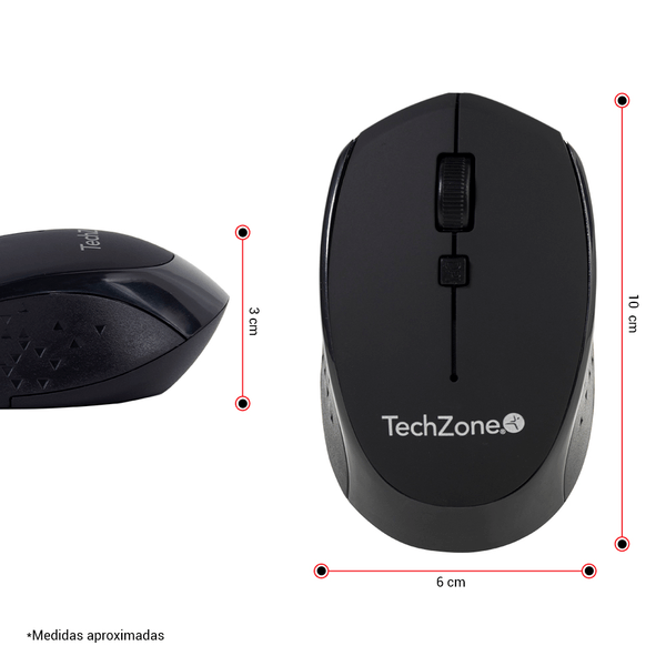 Techzone Mouse Inalámbrico 1600 Dpi Negro 1 Pz - H-E-B México