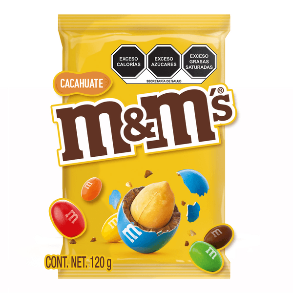 M&Ms Chocolates con Leche y Cacahuate Confitados Mega Bolsa 120 g - H-E ...