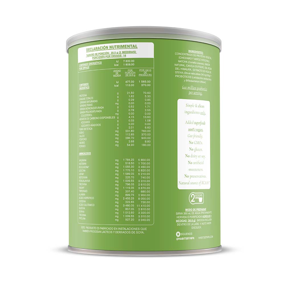 Habits Proteína Vegetal Sabor Matcha Vanilla Probi - H-E-B México