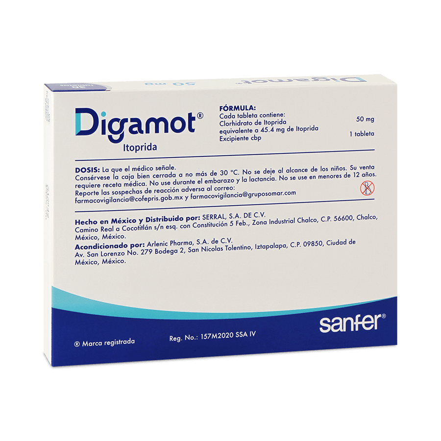 Sanfer Digamot 50 Mg 30 Tab Itoprida 30 Pz - H-E-B México