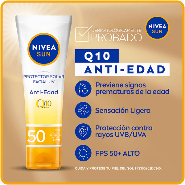 NIVEA SUN Protector Solar Facial Antiedad Q10 FPS50 50 ml - H-E-B México