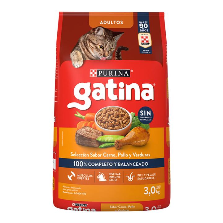 Purina Gatina Alimento Seco para Gatos Sabor Pollo a la Jardinera 3 kg ...